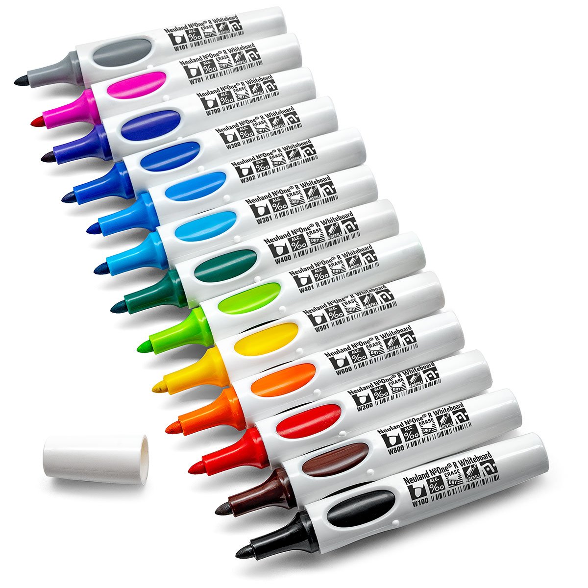 13 farverige Neuland No.One® Whiteboard-tuscher – rund spids